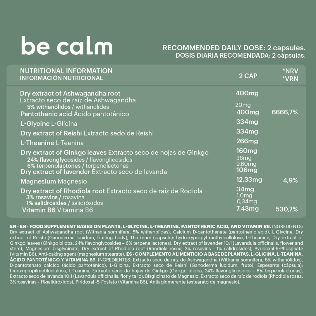 be calm: Pastillas Naturales para la Ansiedad y el Estrés - Be Levels
