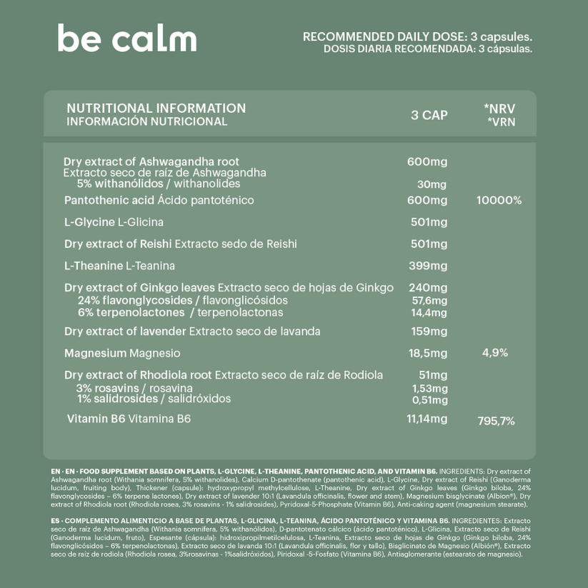 be calm: Pastillas Naturales para la Ansiedad y el Estrés - Be Levels